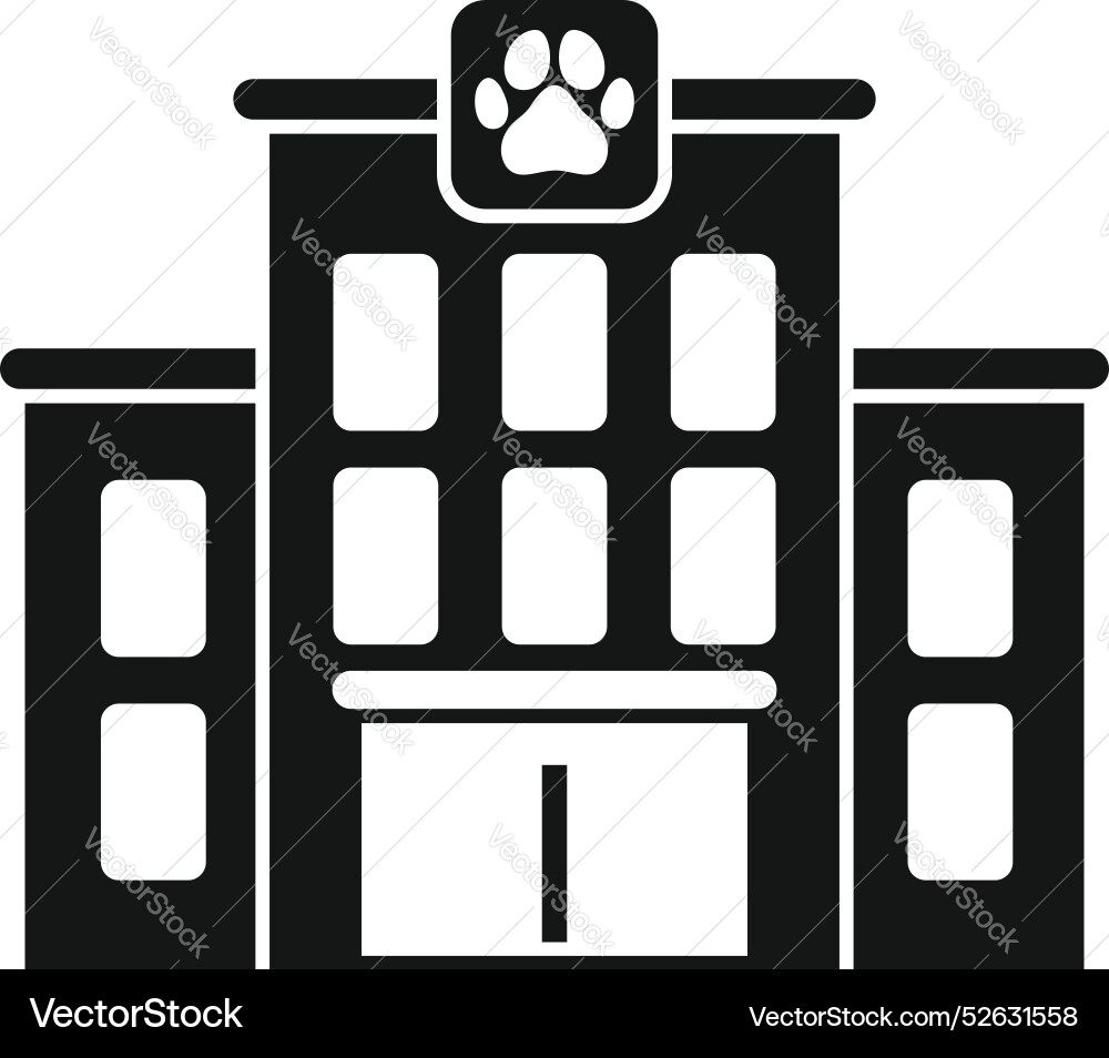 Veterinary clinic building facade showing windows Vector Image