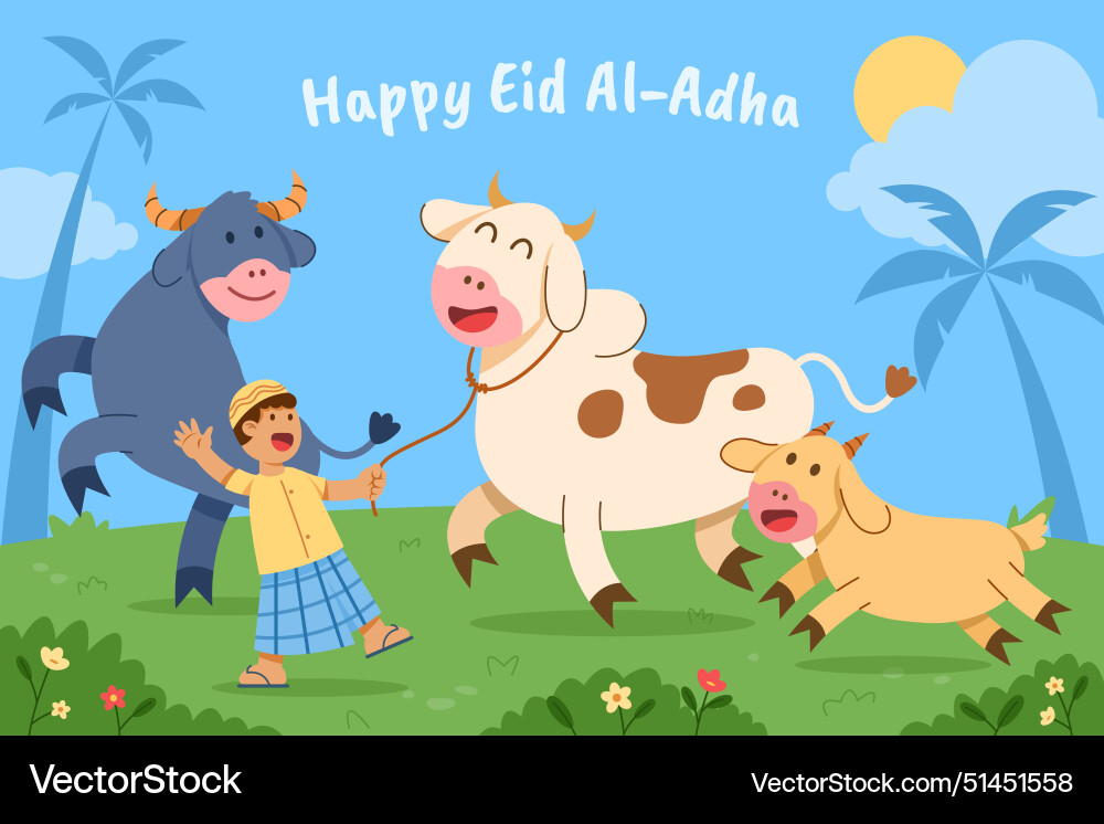 Walk together on adha day Royalty Free Vector Image