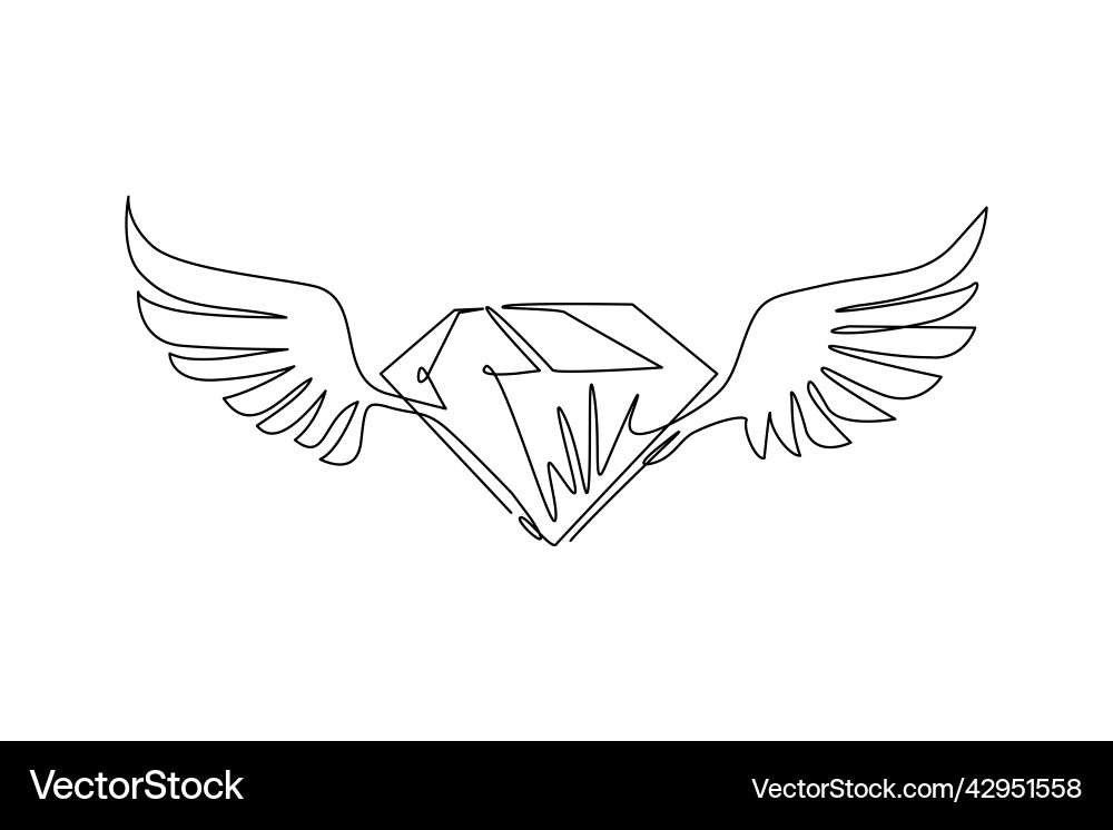 Winged Diamond Line Art Royalty Free Vector Image