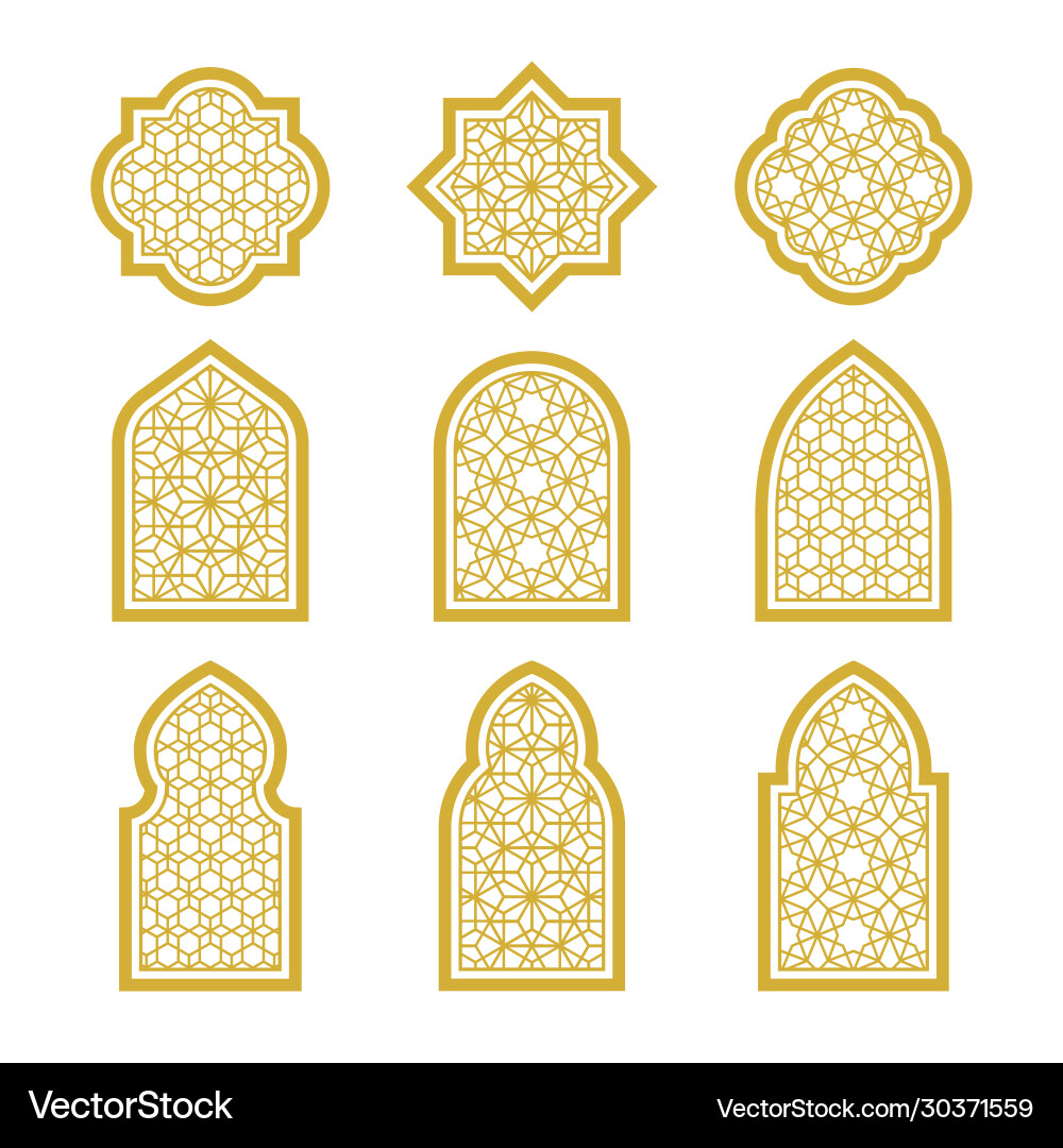 Arabic ornamental windows set Royalty Free Vector Image