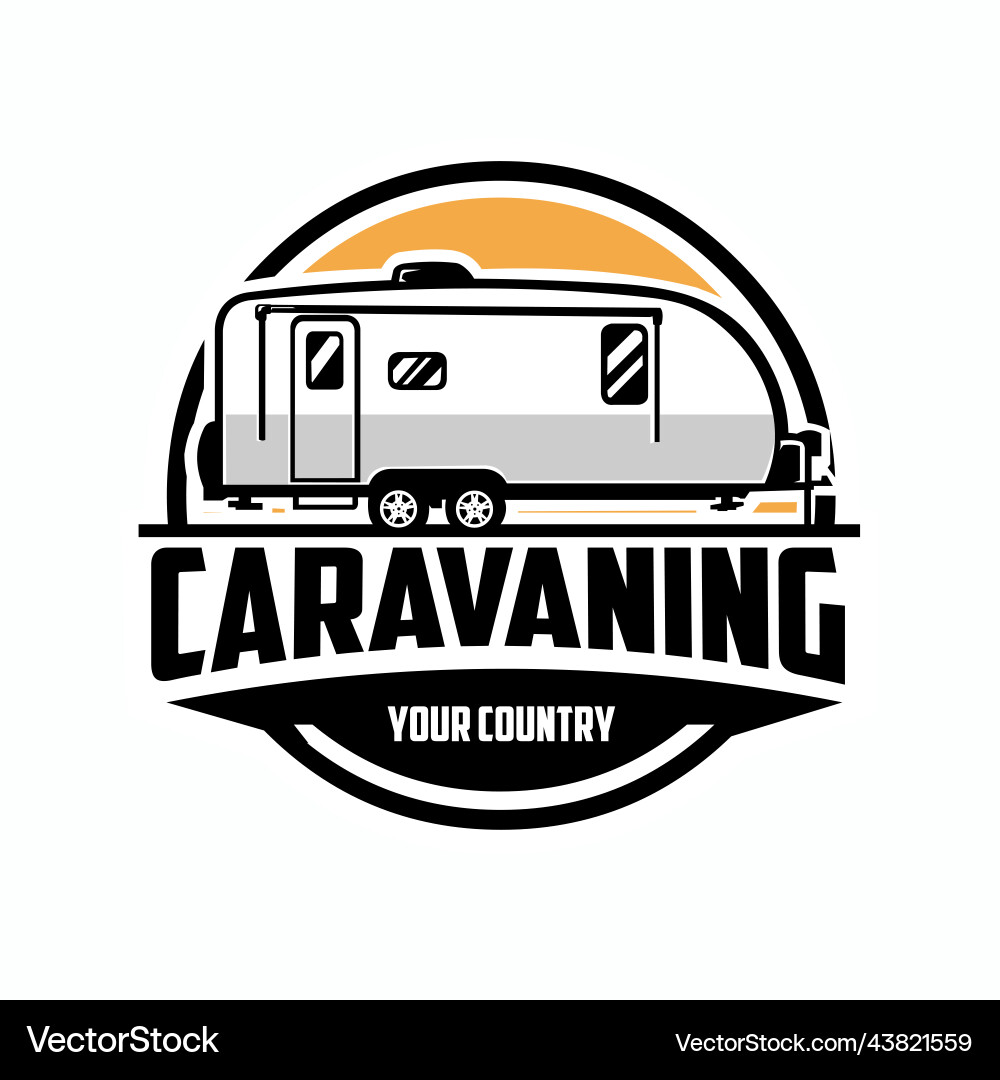 Caravaning emblem logo Royalty Free Vector Image