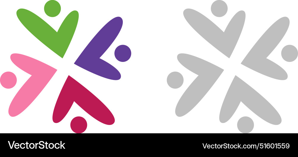 Colorful team coworking people logo Royalty Free Vector