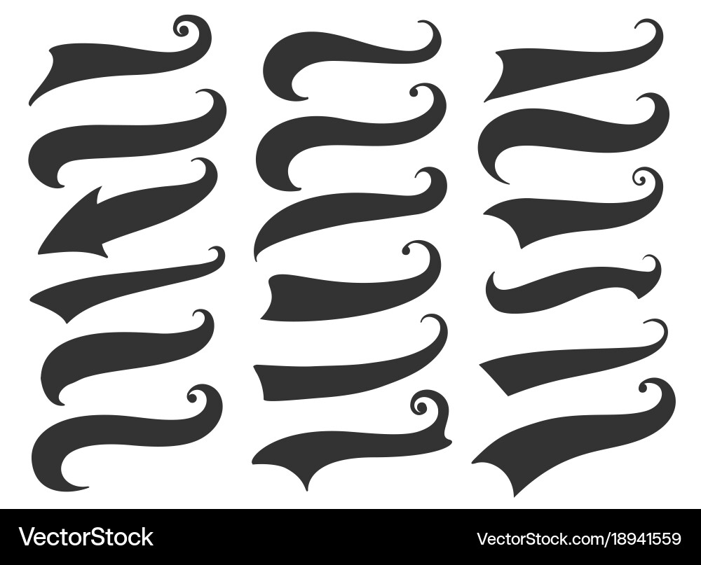 Curly swish tails for retro banners Royalty Free Vector