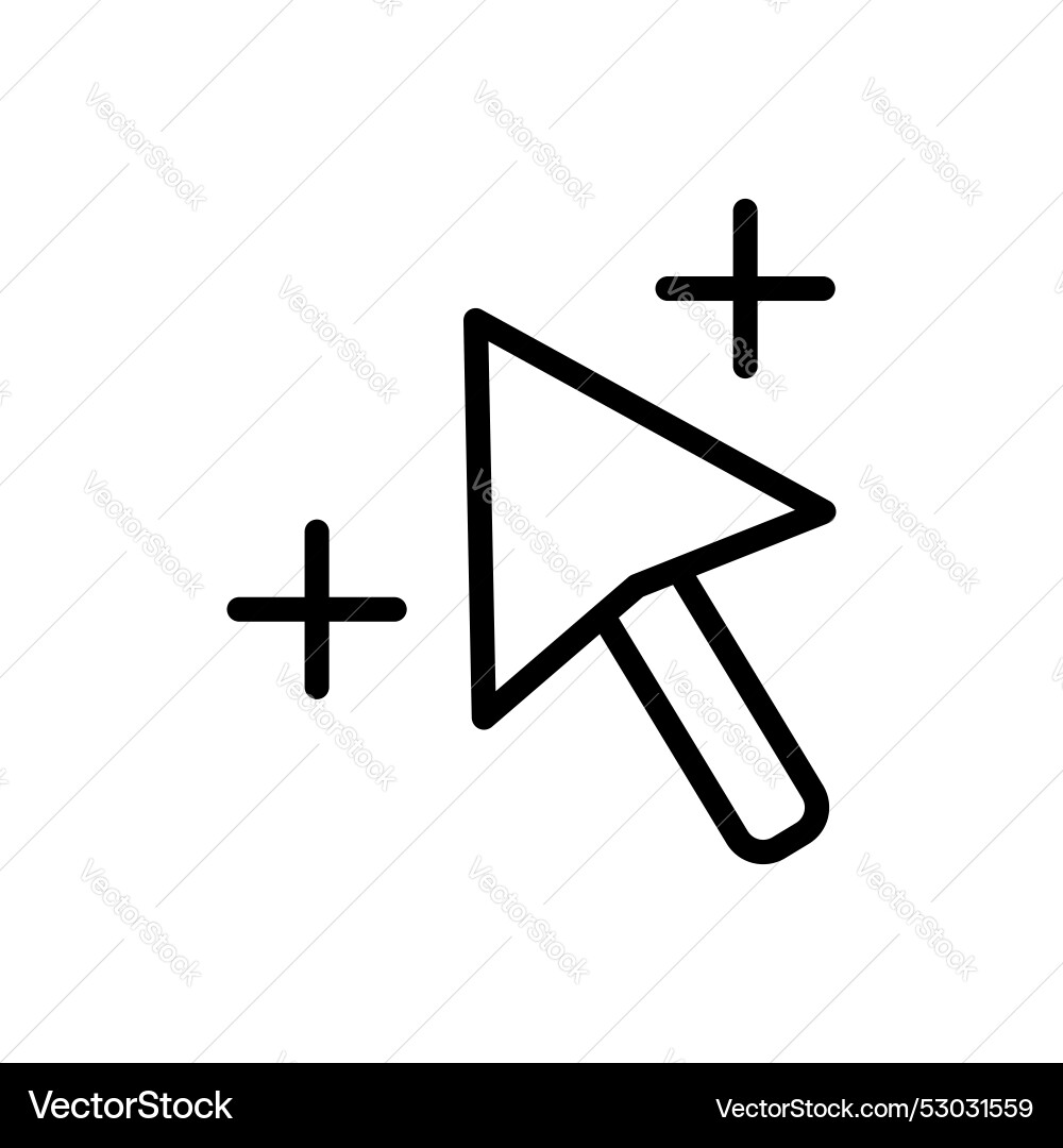 Cursor plus icon isolated on white background Vector Image