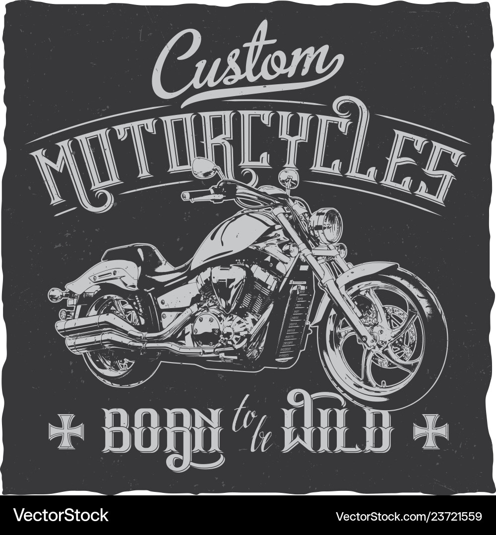 Custom motorcycles vintage label poster Royalty Free Vector