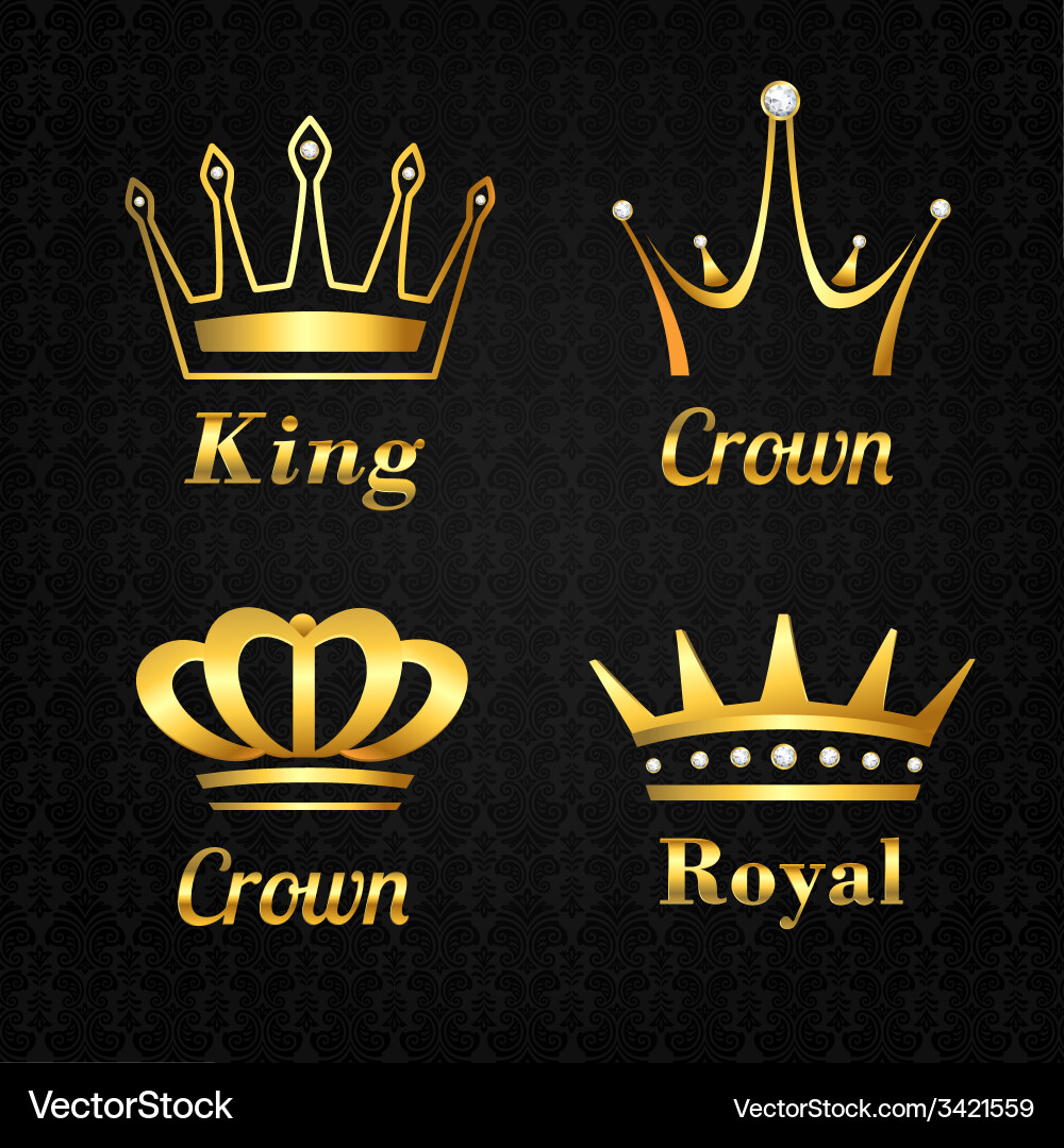Golden crown labels set Royalty Free Vector Image