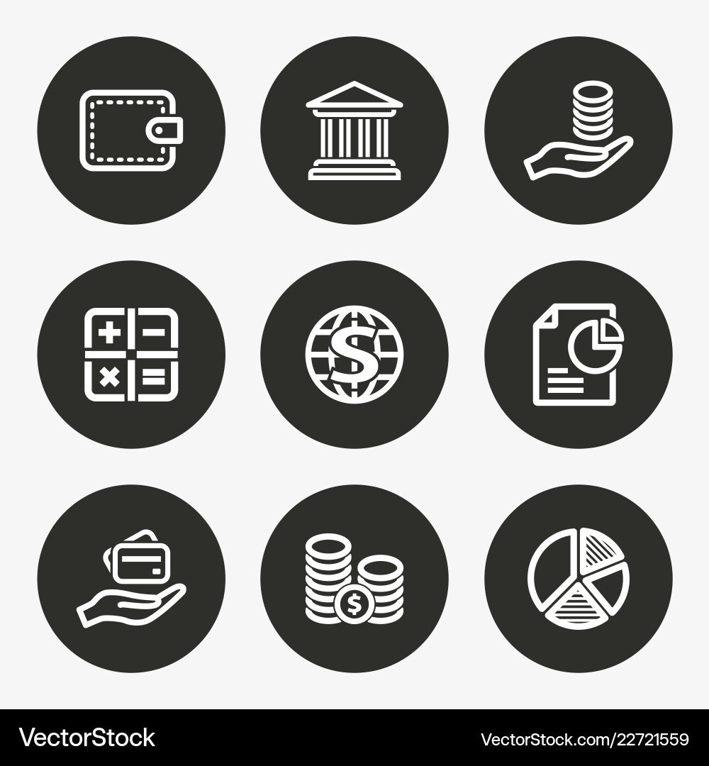 Investments money icon set Royalty Free Vector Image