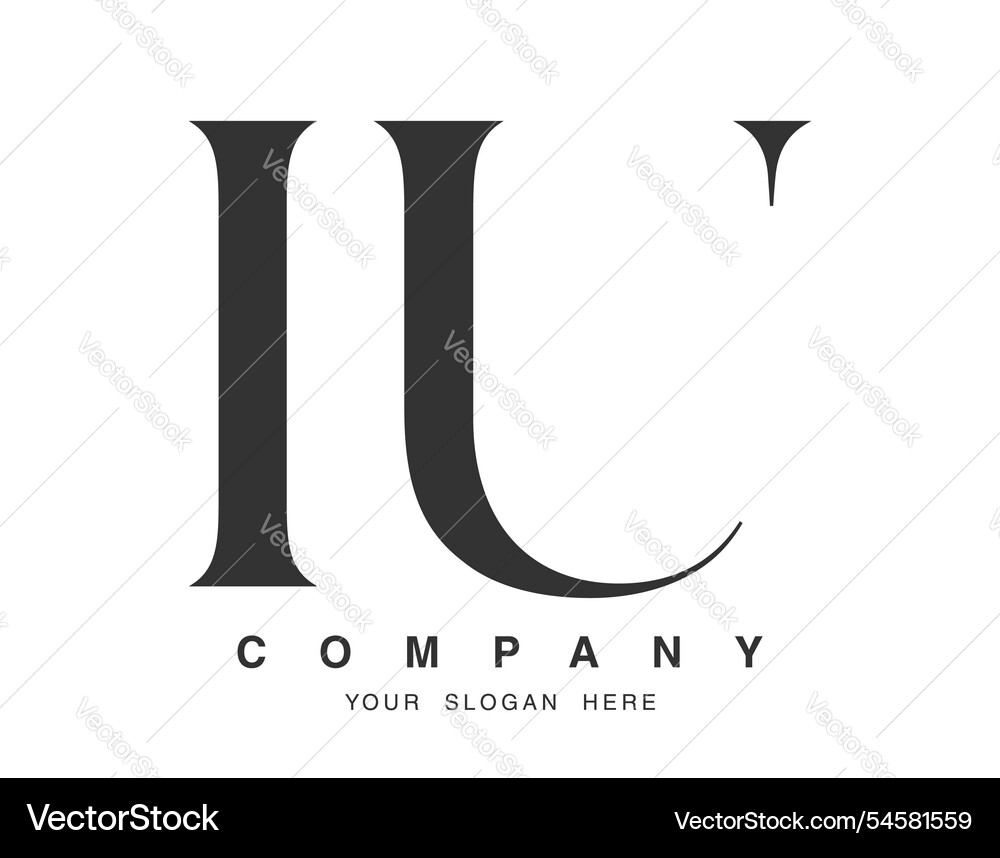 Iu logo design initial letter i and u serif font Vector Image