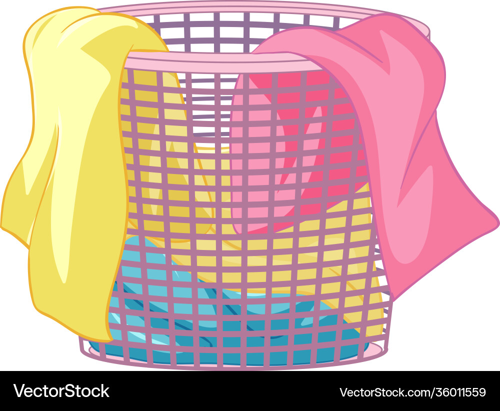 Laundry basket with clothes on white background Vector Image