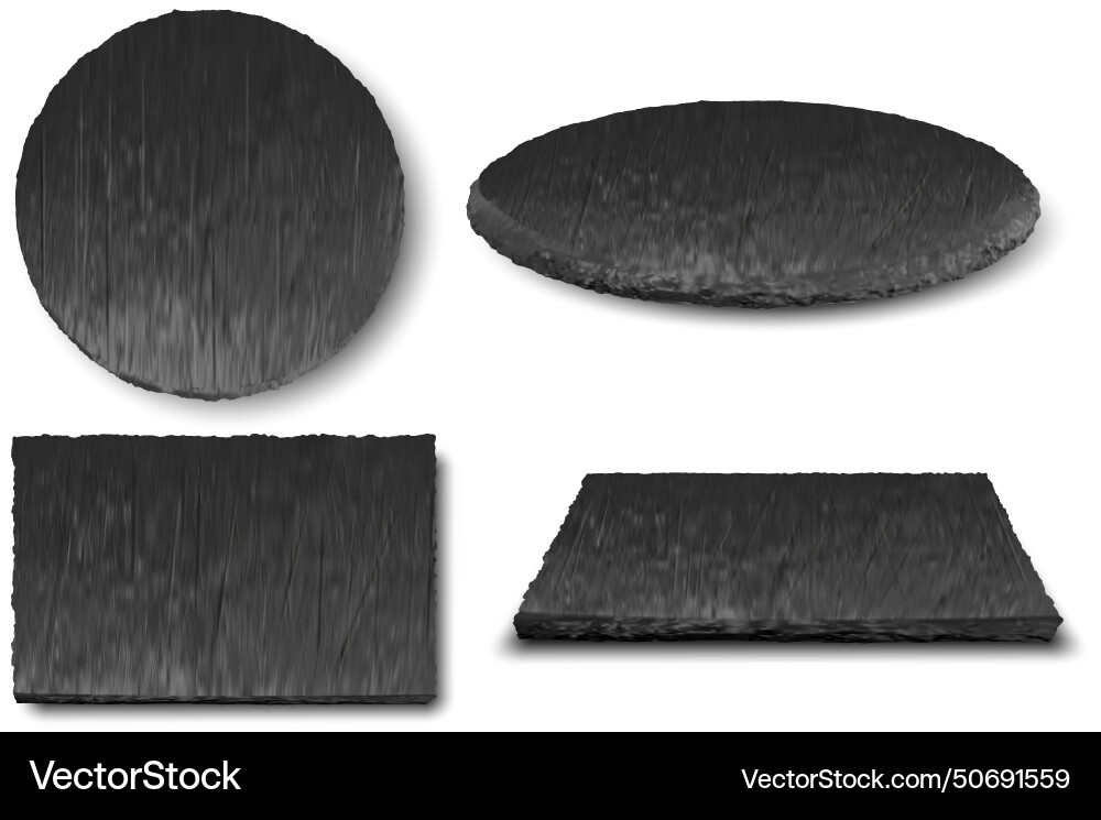 Natural slate plates black stone textured plate Vector Image