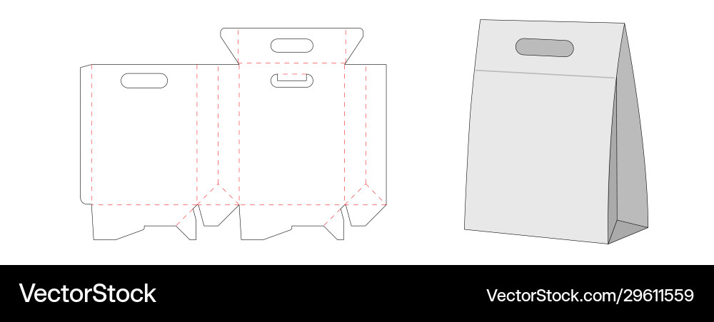 Paper Bag Die Cut Template Royalty Free Vector Image