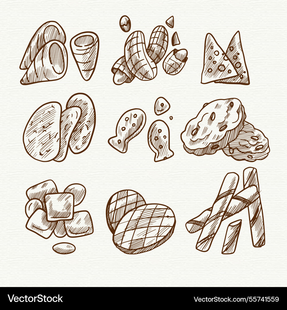 Set of snacks Royalty Free Vector Image - VectorStock