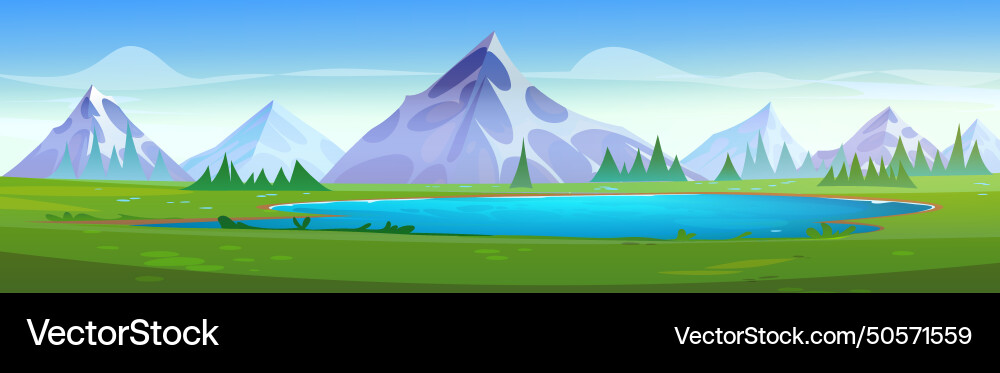 Summer mountain landscape with lake Royalty Free Vector