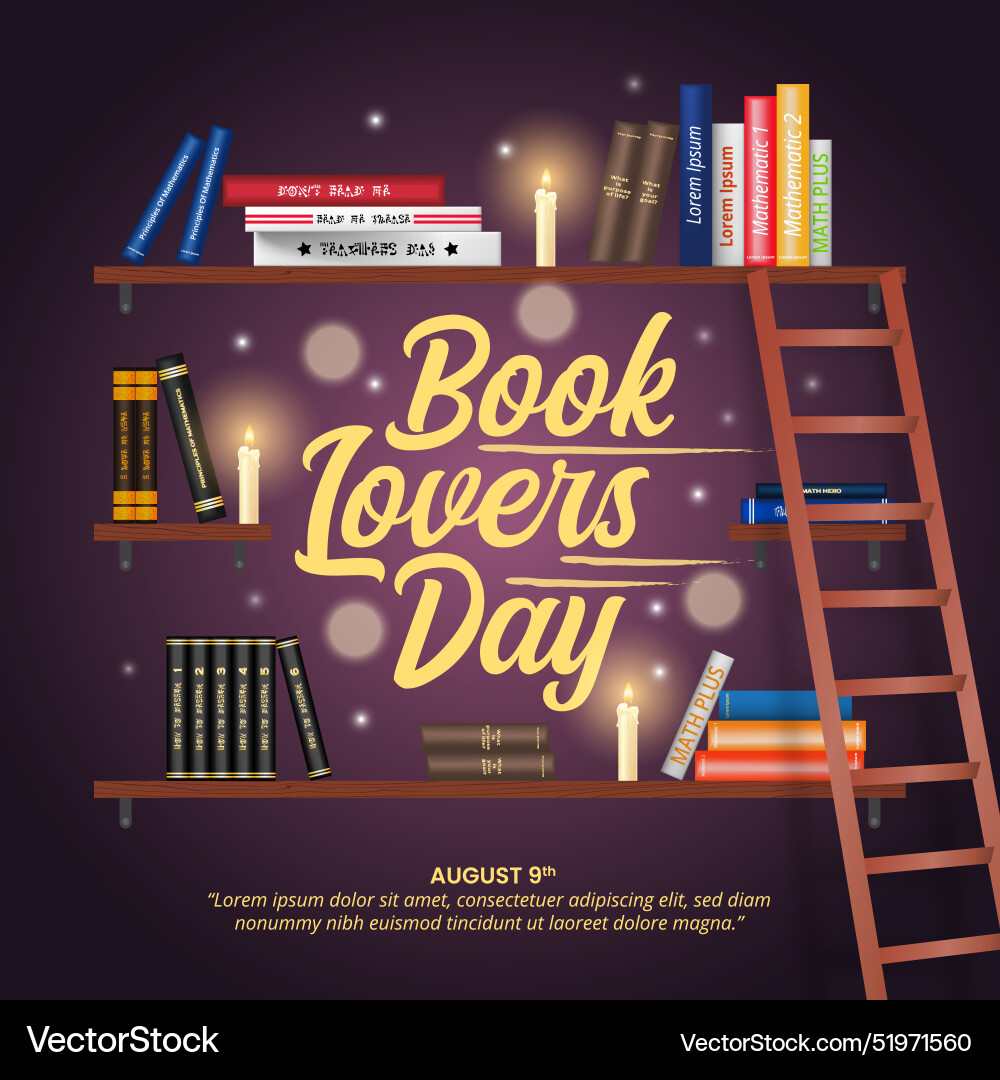 Book lovers day background with books on a shelf Vector Image