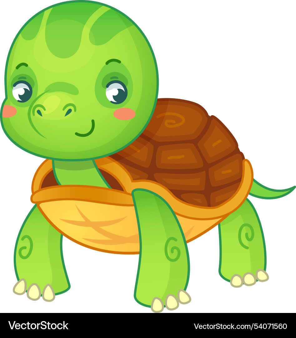 Friendly looking cartoon turtle standing and Vector Image