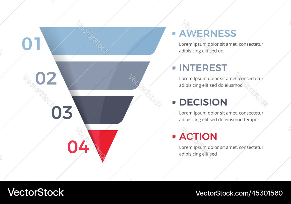 Funnel diagram template Royalty Free Vector Image