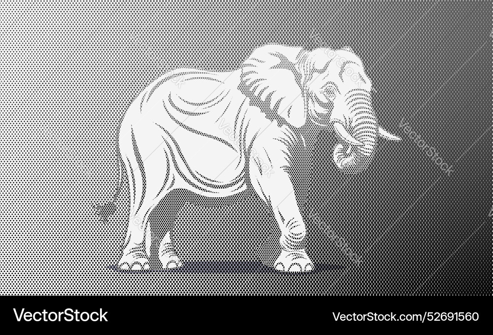 Graphic gray monochrome textured elephant Vector Image
