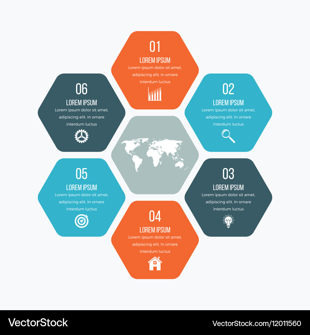 Infografiken sechs Sechser Lizenzfreies Vektorbild