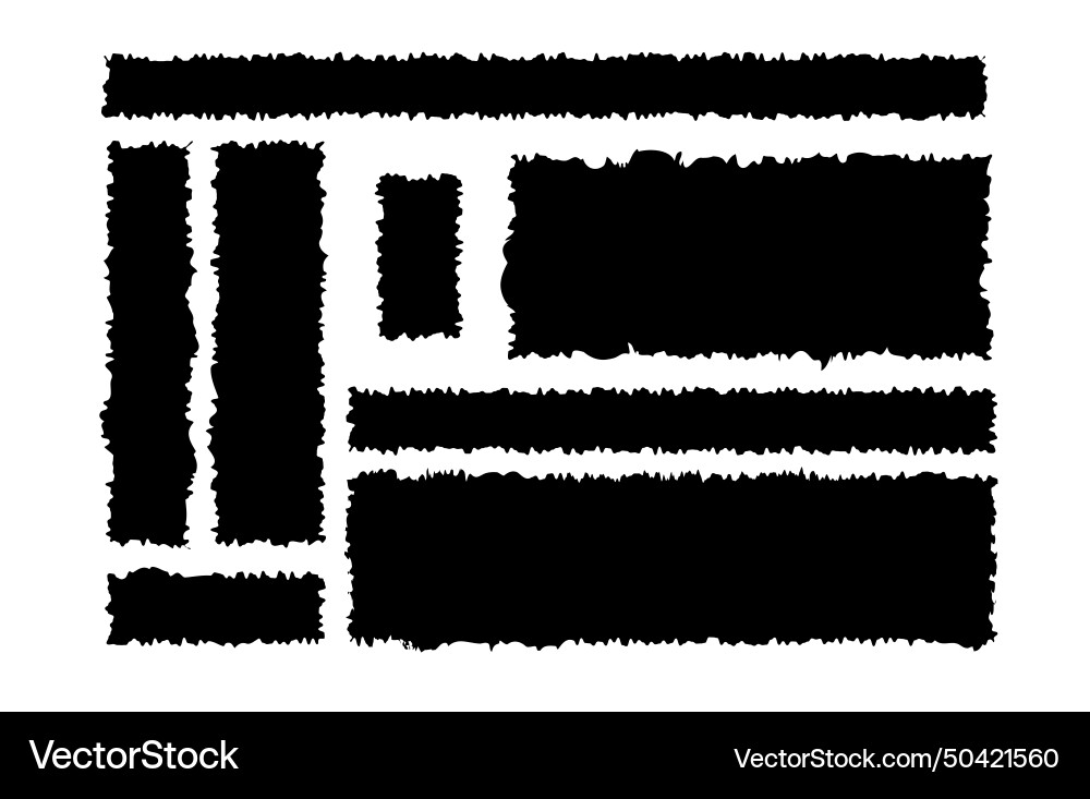 Jagged rectangle collection black simple shape Vector Image