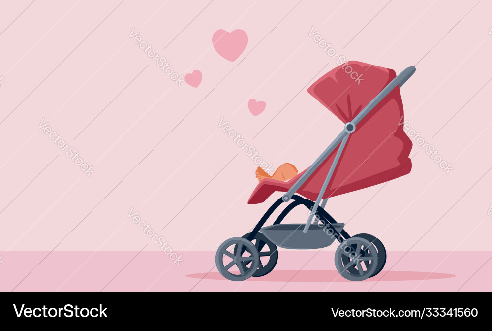 Pink Baby Stroller Party Banner Royalty Free Vector Image