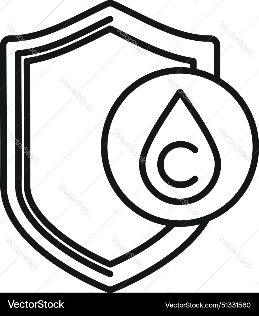 Water drop and shield line icon Royalty Free Vector Image