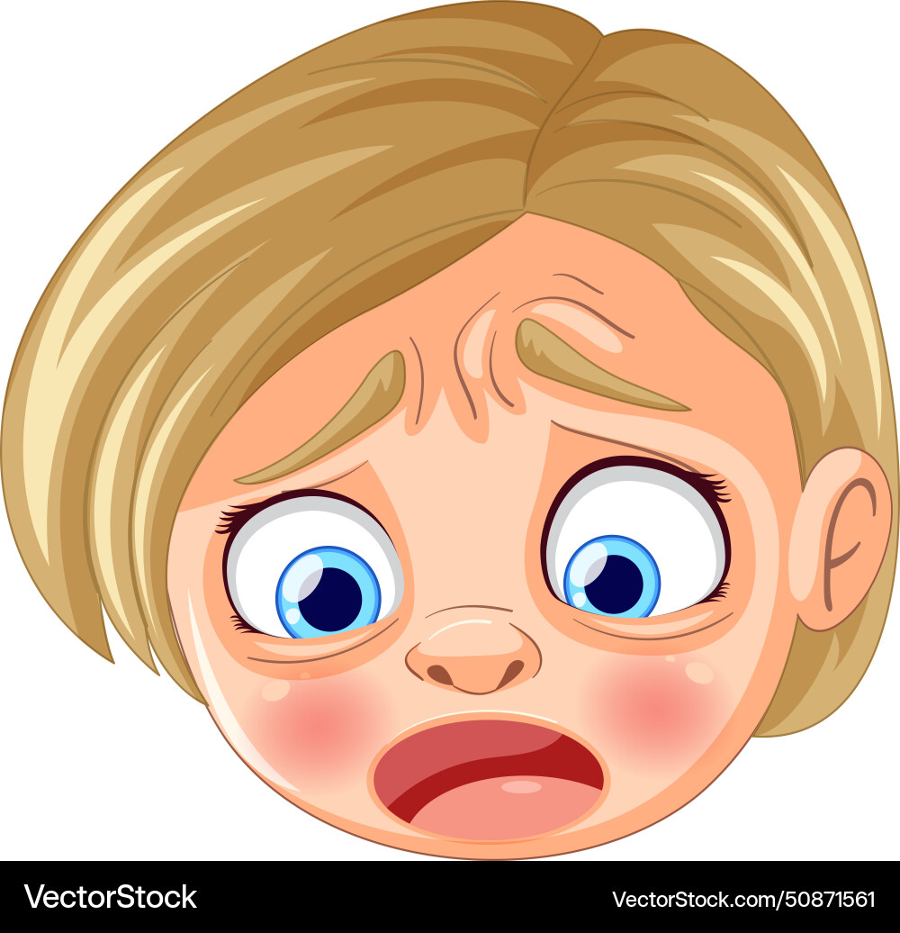 A young girl looking worried Royalty Free Vector Image