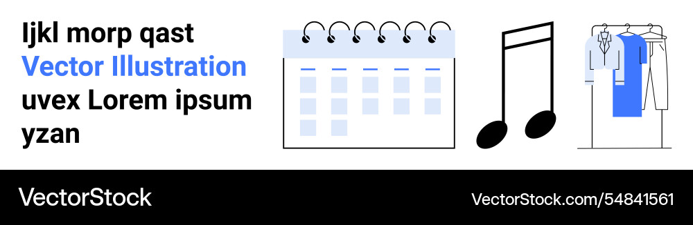 Calendar musical note and clothing rack Royalty Free Vector