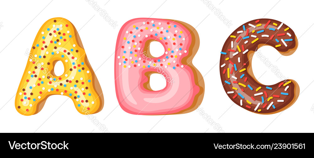 Donut icing upper latters - a b c font Royalty Free Vector