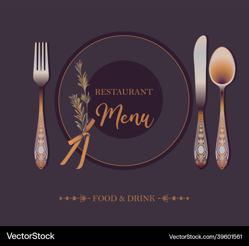 Elegant Menu Card with Cutlery Royalty Free Vector Image