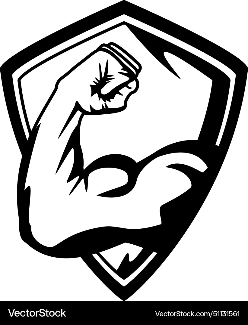 Gym emblem strong arm Royalty Free Vector Image