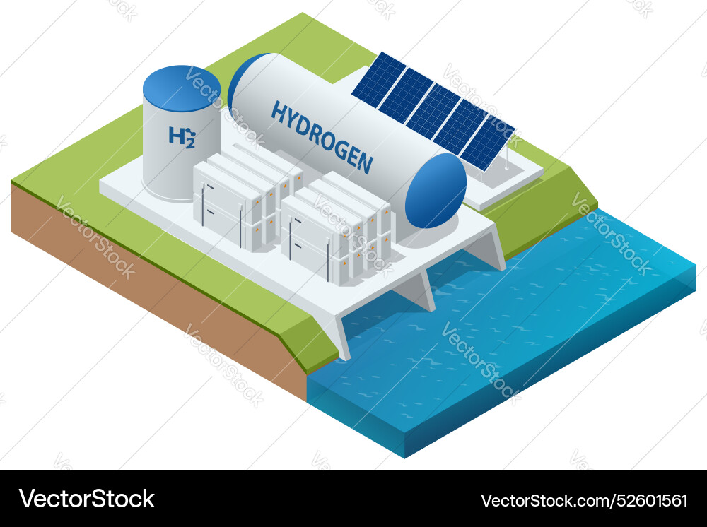 Isometric hydrogen energy is a clean Royalty Free Vector