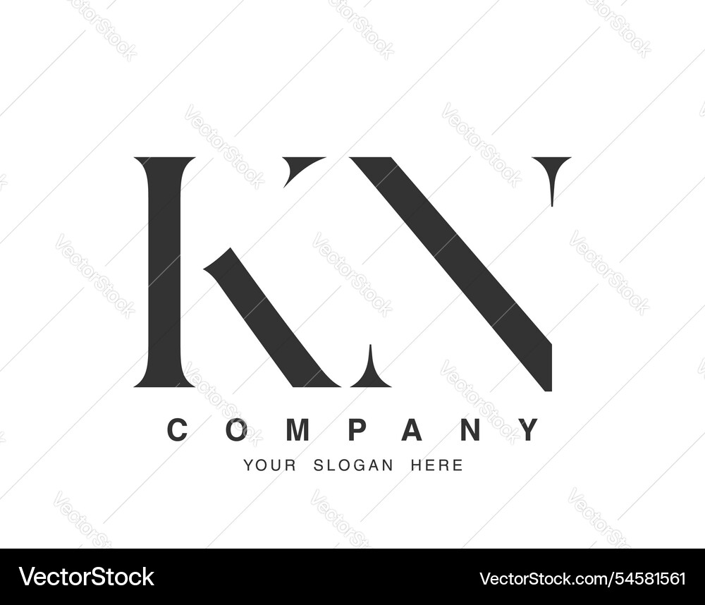Kn logo design initial letter k und n serif schriftarten