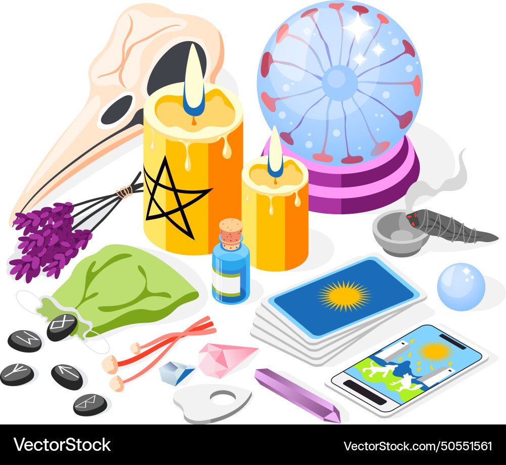 Magical fortunetelling items background Royalty Free Vector
