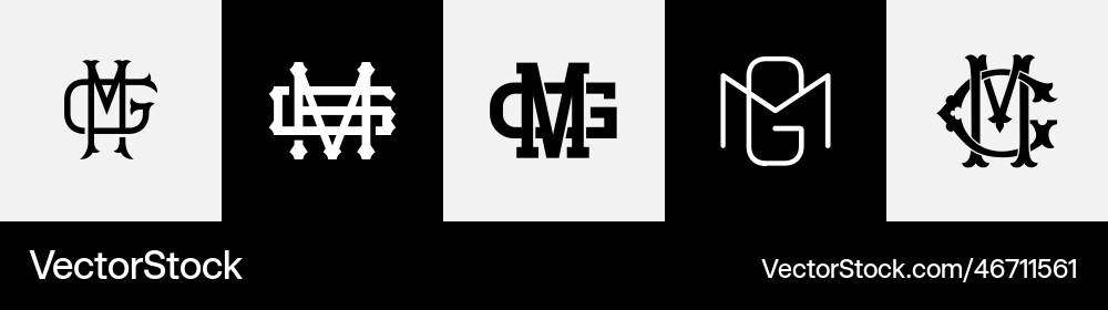 MG Monogram Logo Bundle - Elegant & Royal Vector Image