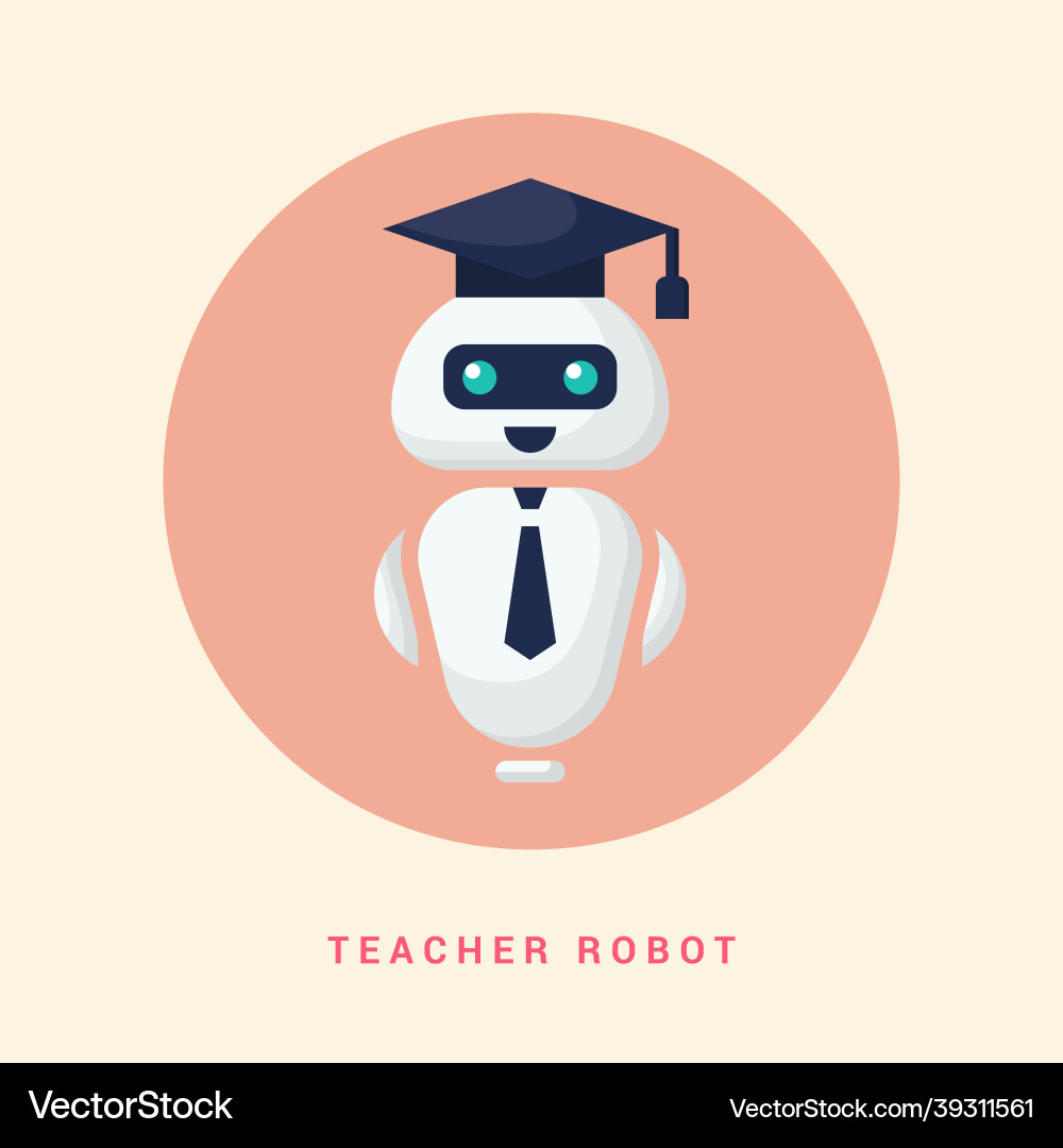 Robot teacher icon on line style android human Vector Image