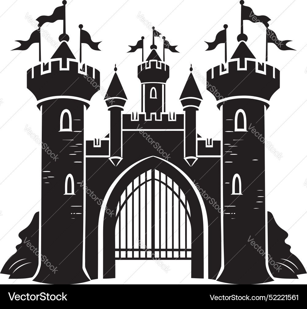 Royalgateway castle gate emblem knightguard Vector Image