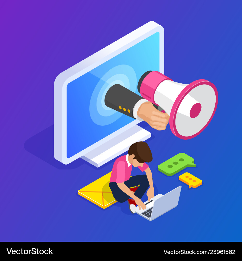 3d isometric flat customer engagement Royalty Free Vector
