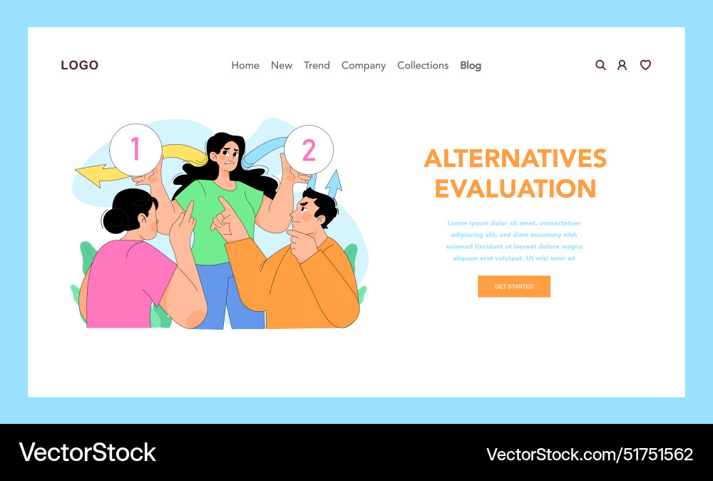 Alternatives evaluation concept flat Royalty Free Vector