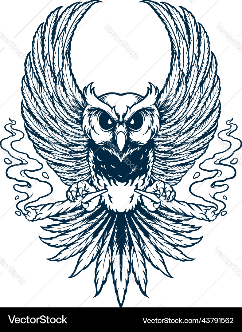 Bird cigar joint smoking silhouette Royalty Free Vector