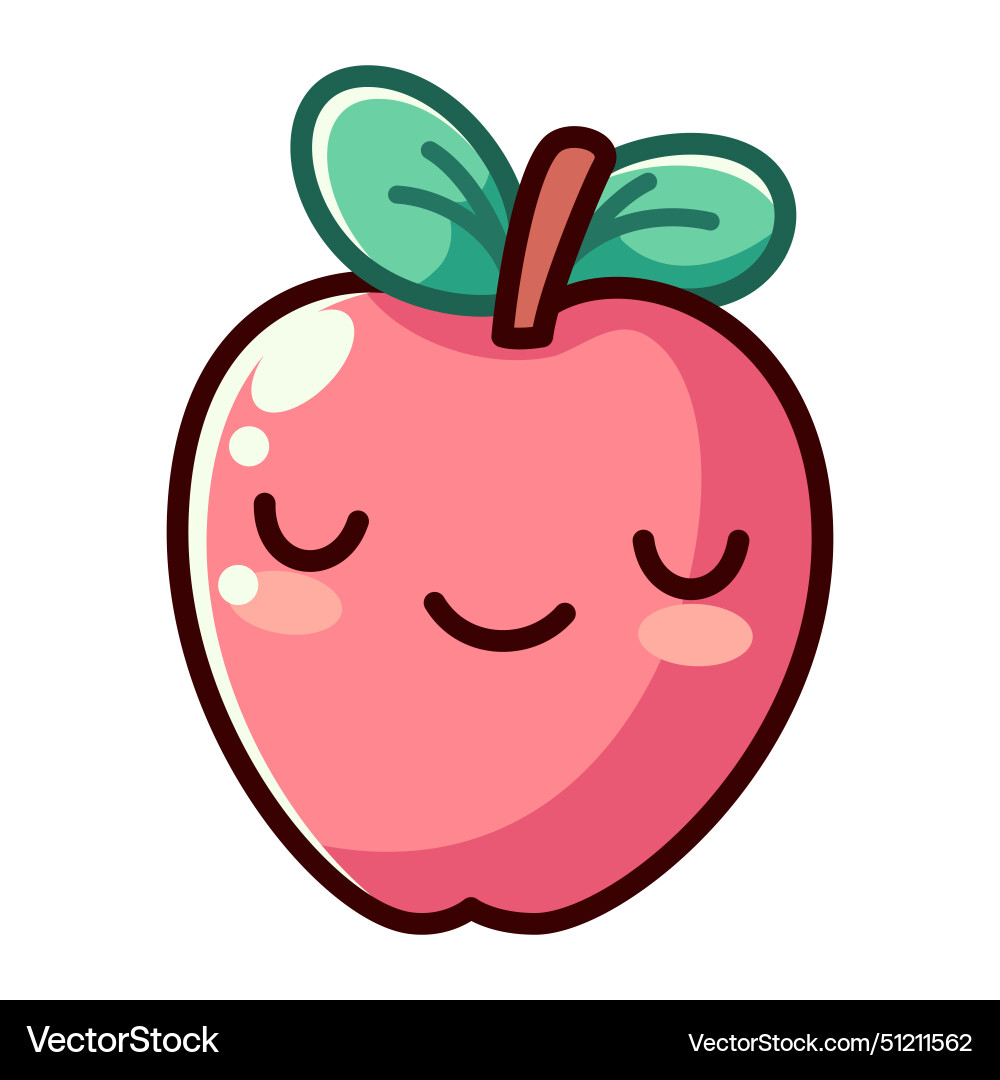 Cute apple icon in cartoon style Royalty Free Vector Image