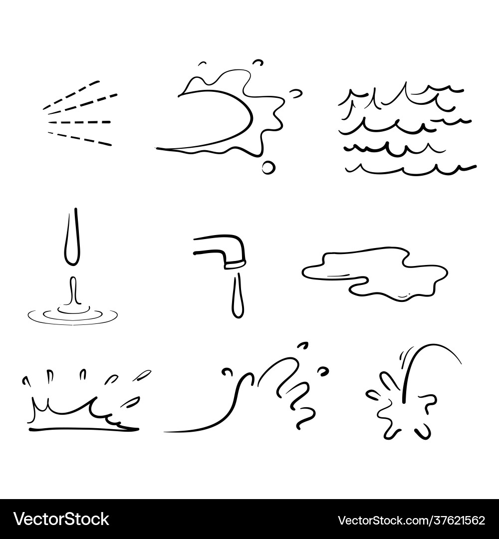 Hand drawn doodle water splash isolated Royalty Free Vector
