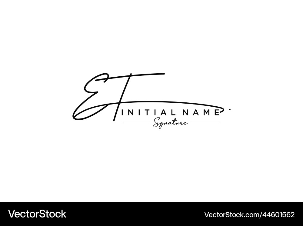 Initial et signature logo template hand drawn Vector Image