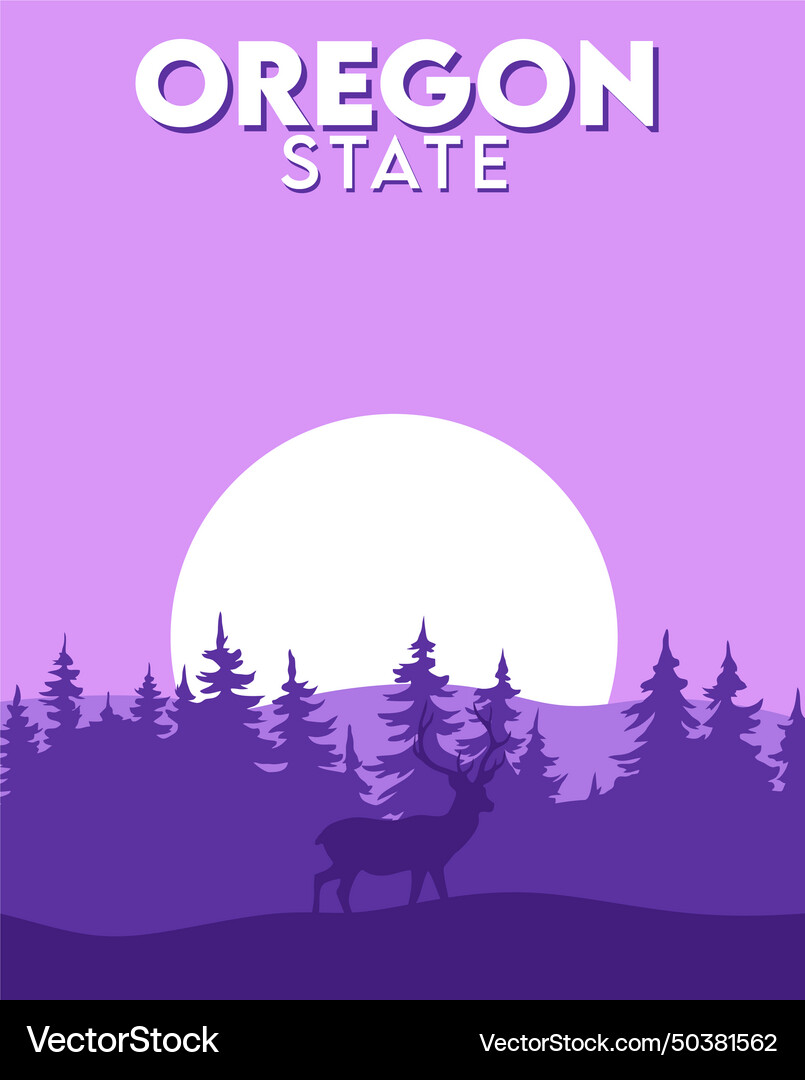 Oregon state with beautiful view Royalty Free Vector Image