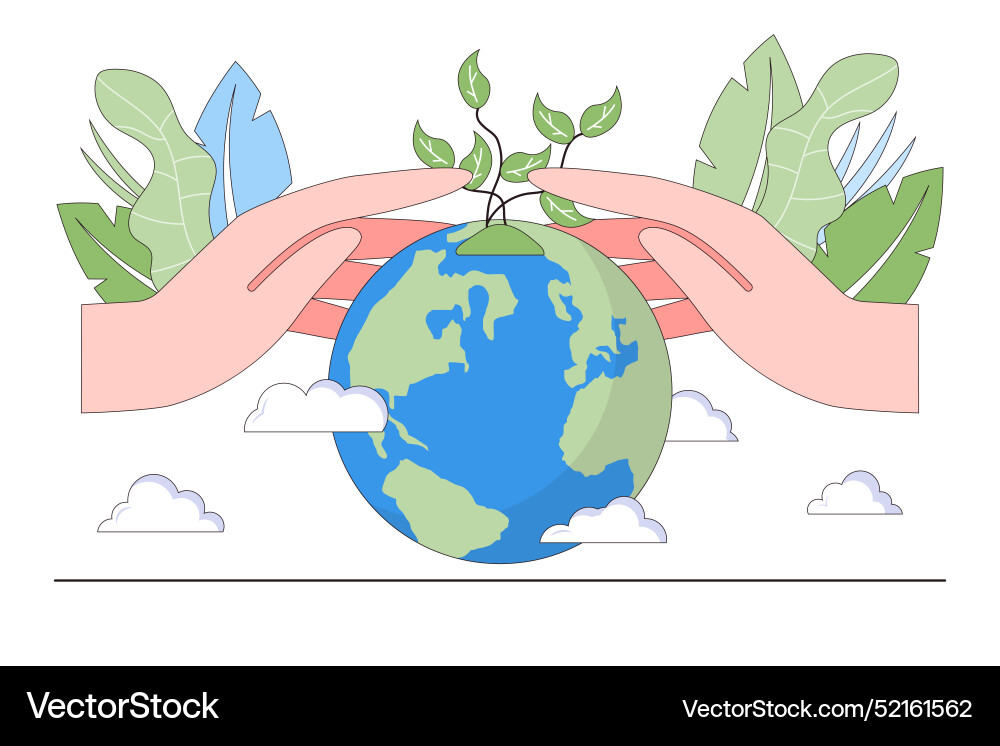 Save planet and energy concept hands close Vector Image