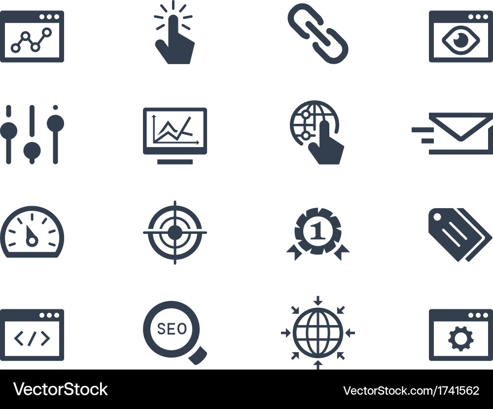 SEO & Digital Marketing Icons Royalty Free Vector Image