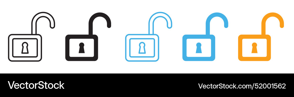 Unlock icon line art Royalty Free Vector Image