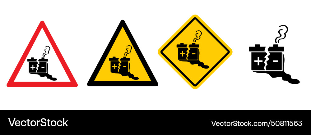 Battery acid leaking batteries leak Royalty Free Vector