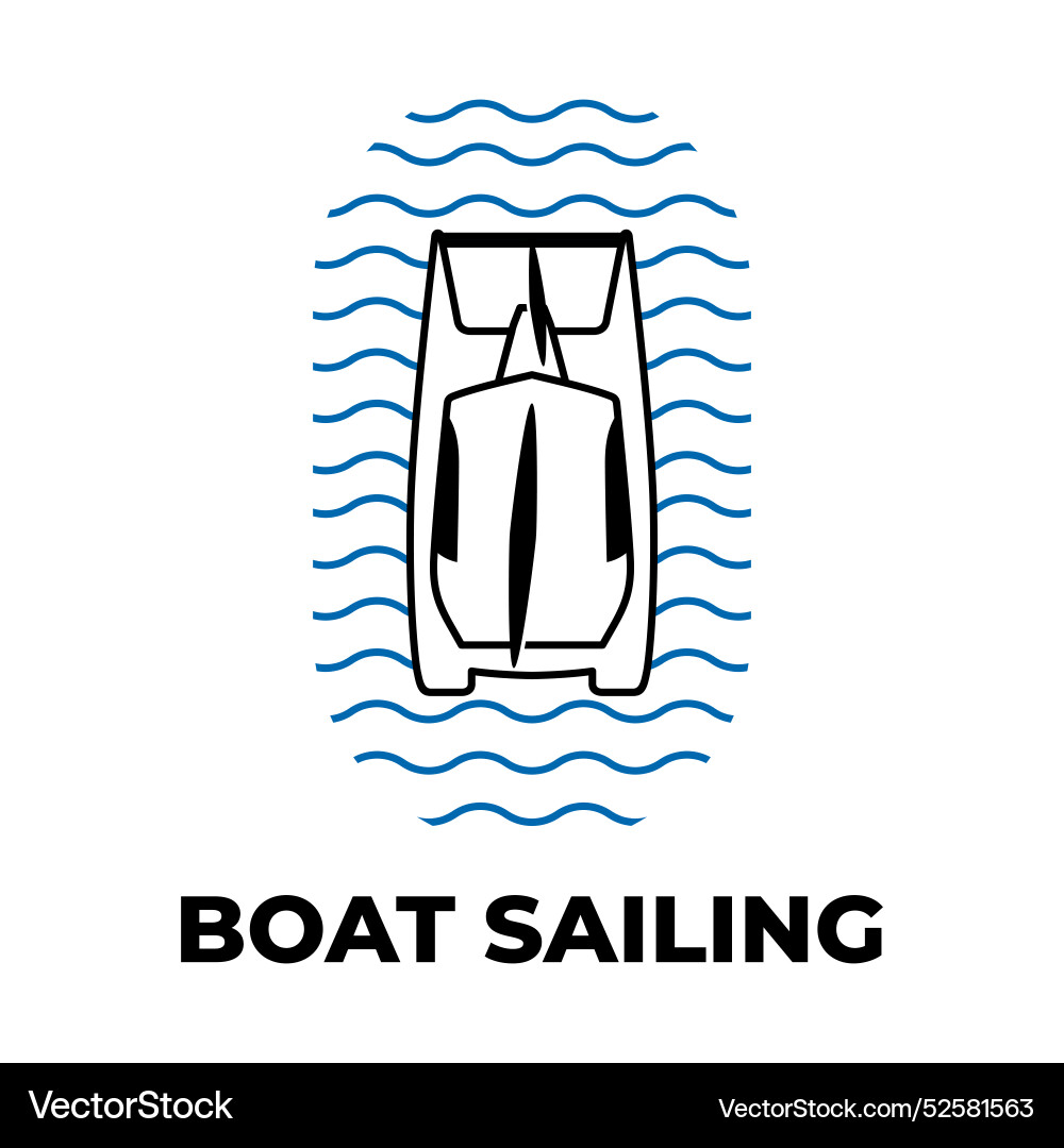 Boat sailing minimalist logo design Royalty Free Vector