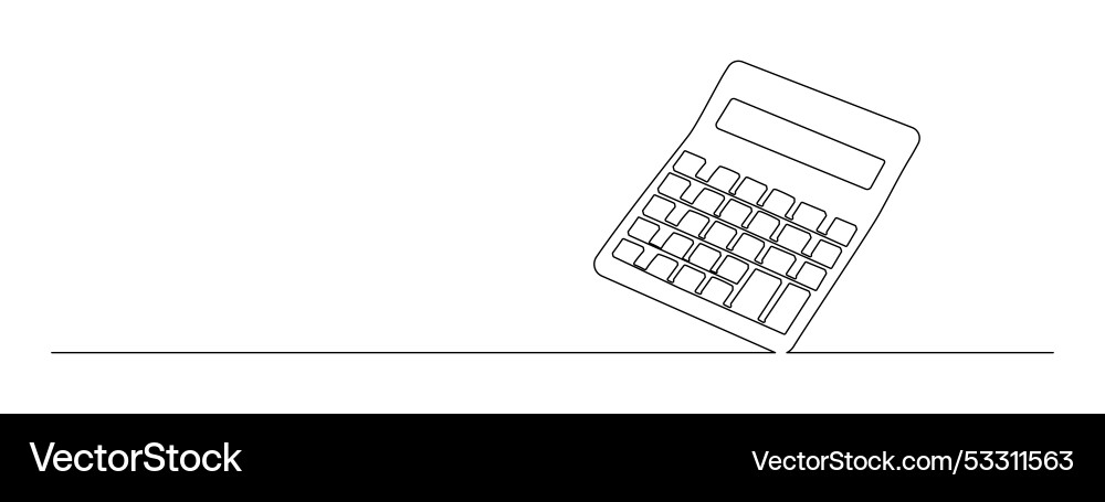 Calculator tool in one continuous line drawing Vector Image