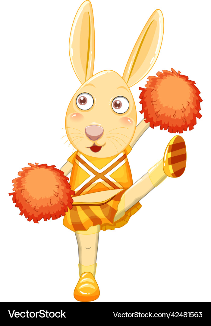 Cheerleader rabbit cartoon character Royalty Free Vector